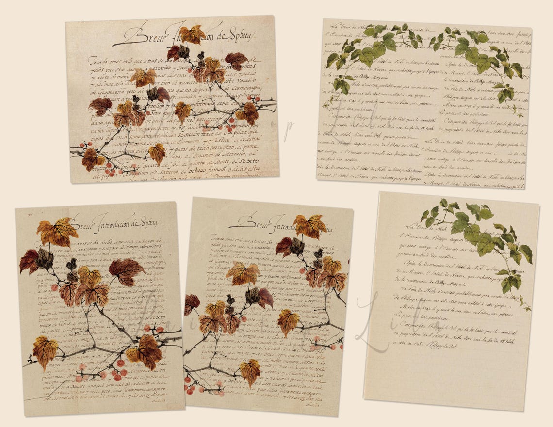 Foliage & Script Printable, Beautiful Nature Background Pages and Tags ...