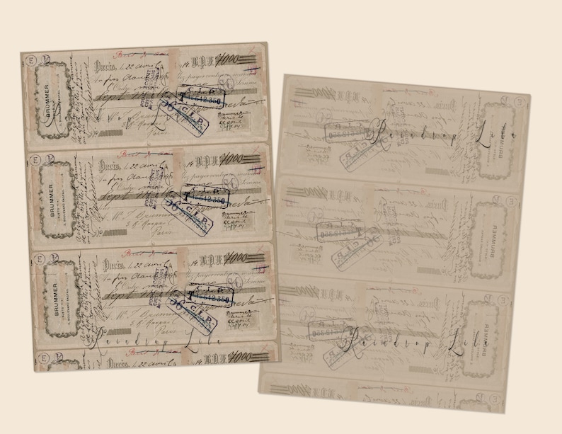 Vintage French Checks 19 Pc Colorful Antique Document - Etsy
