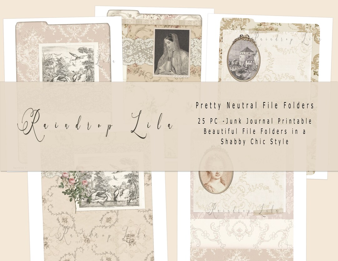 Pretty Neutral File Folders - INSTANT DOWNLOAD - Raindrop Lila Digital ...