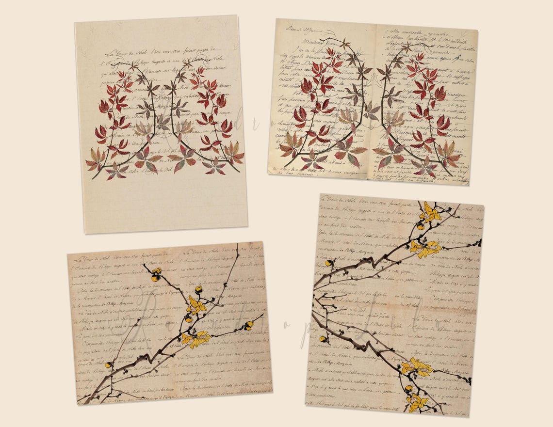 Foliage & Script Printable, Beautiful Nature Background Pages and Tags ...