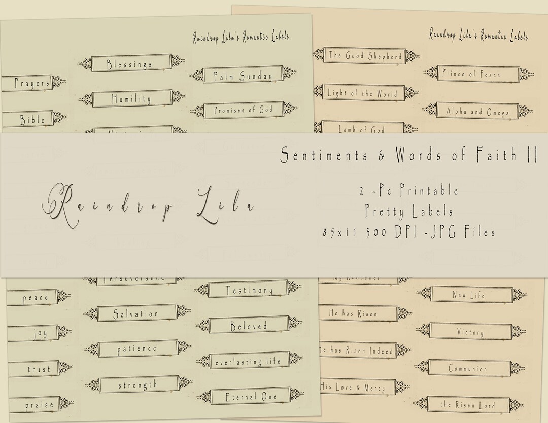 Sentiments and Words of Faith Printable II -pretty Labels INSTANT ...