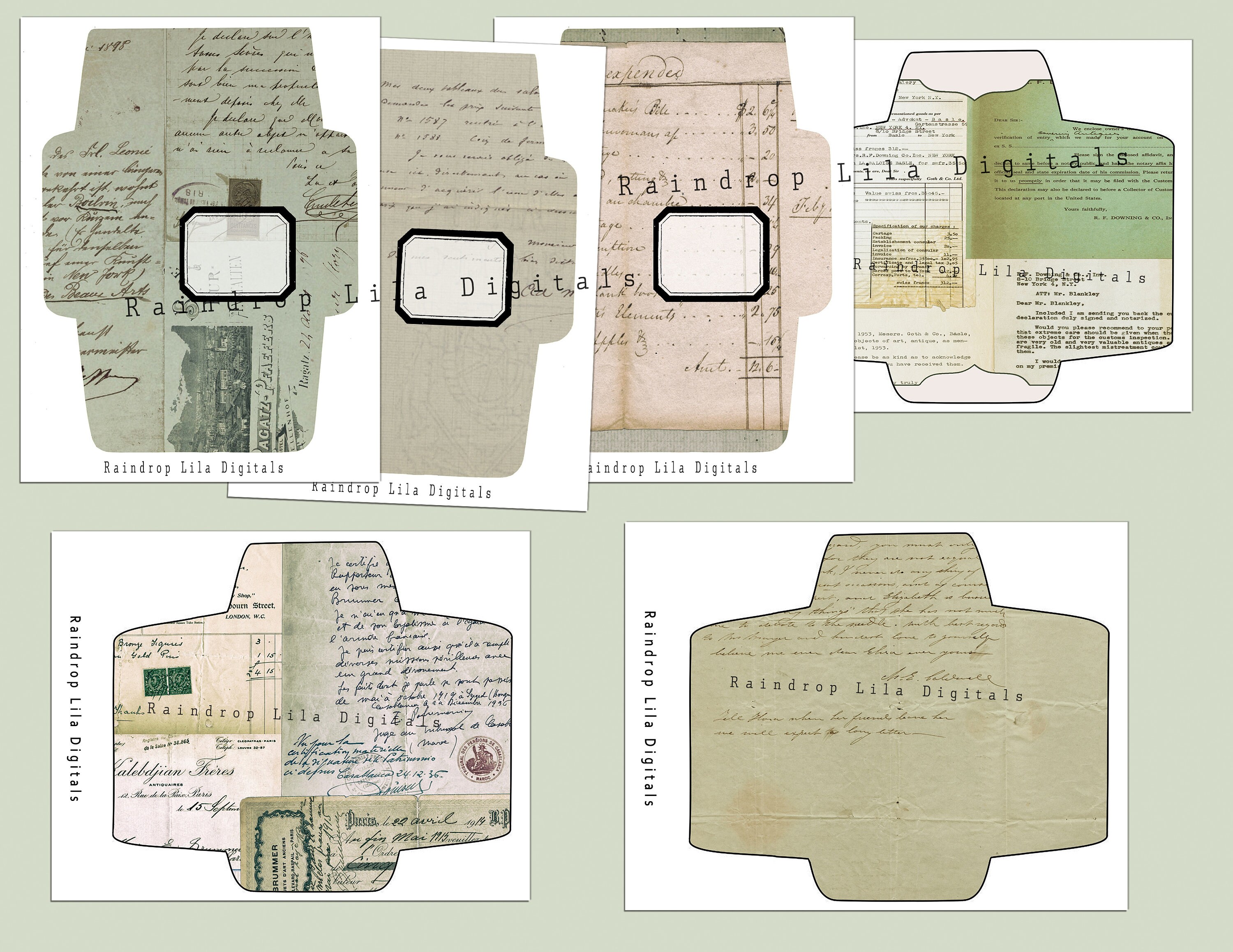 Green Digital Ad On Printable Paper Kit Envelopes - Etsy
