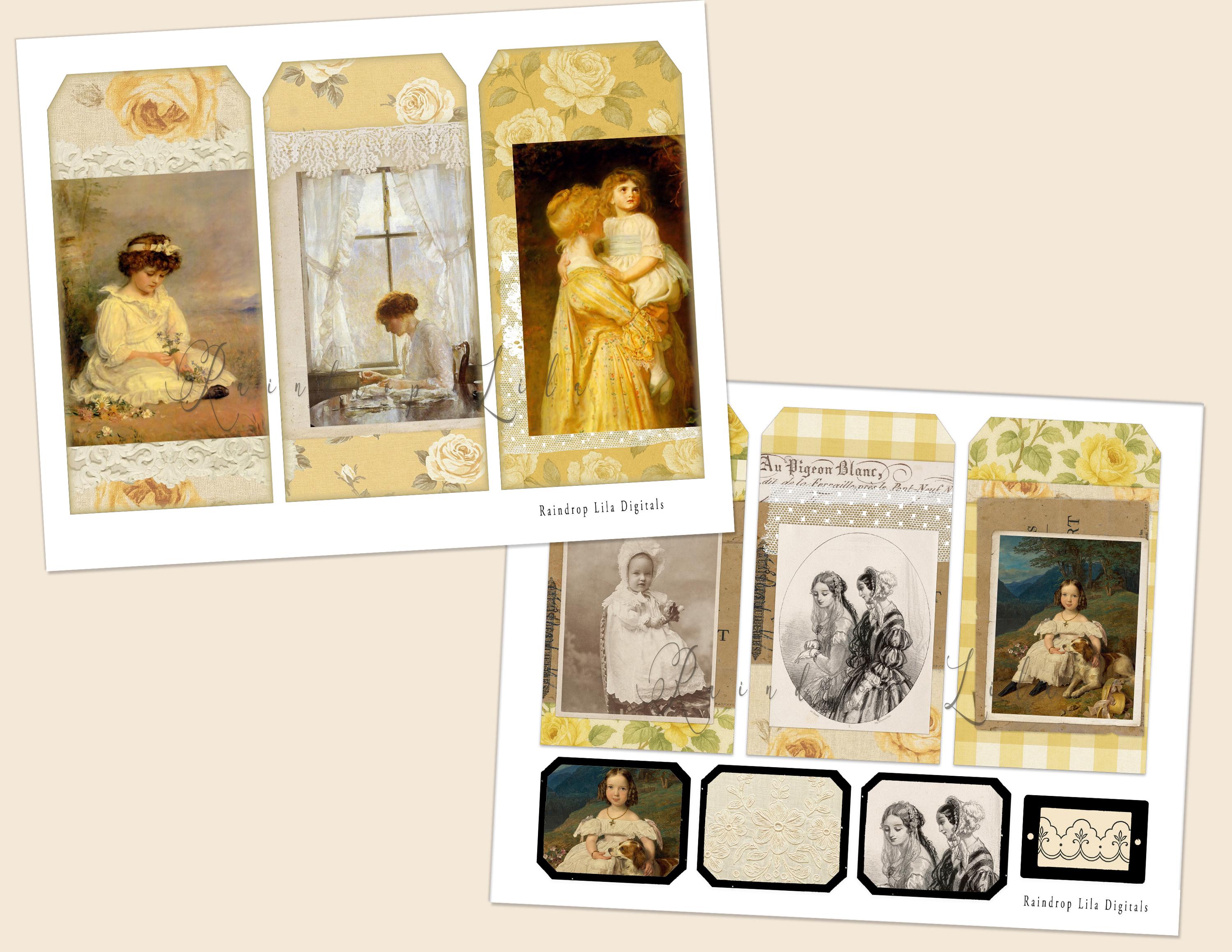 Yellow Roses, Cottage Core Tags, Printable, Standard Junk Journal Kit ...