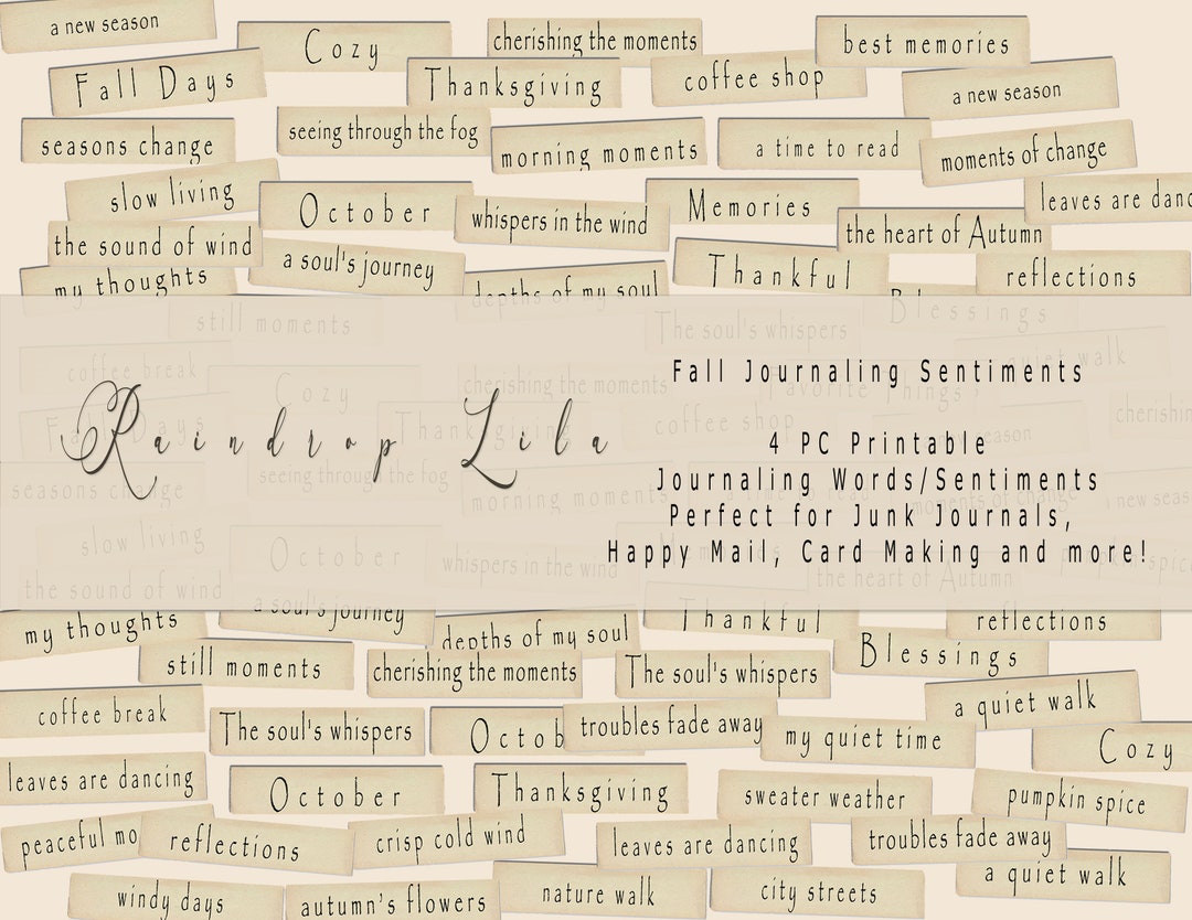 Fall Journaling Sentiments Printable - Fall Junk Journaling Words ...