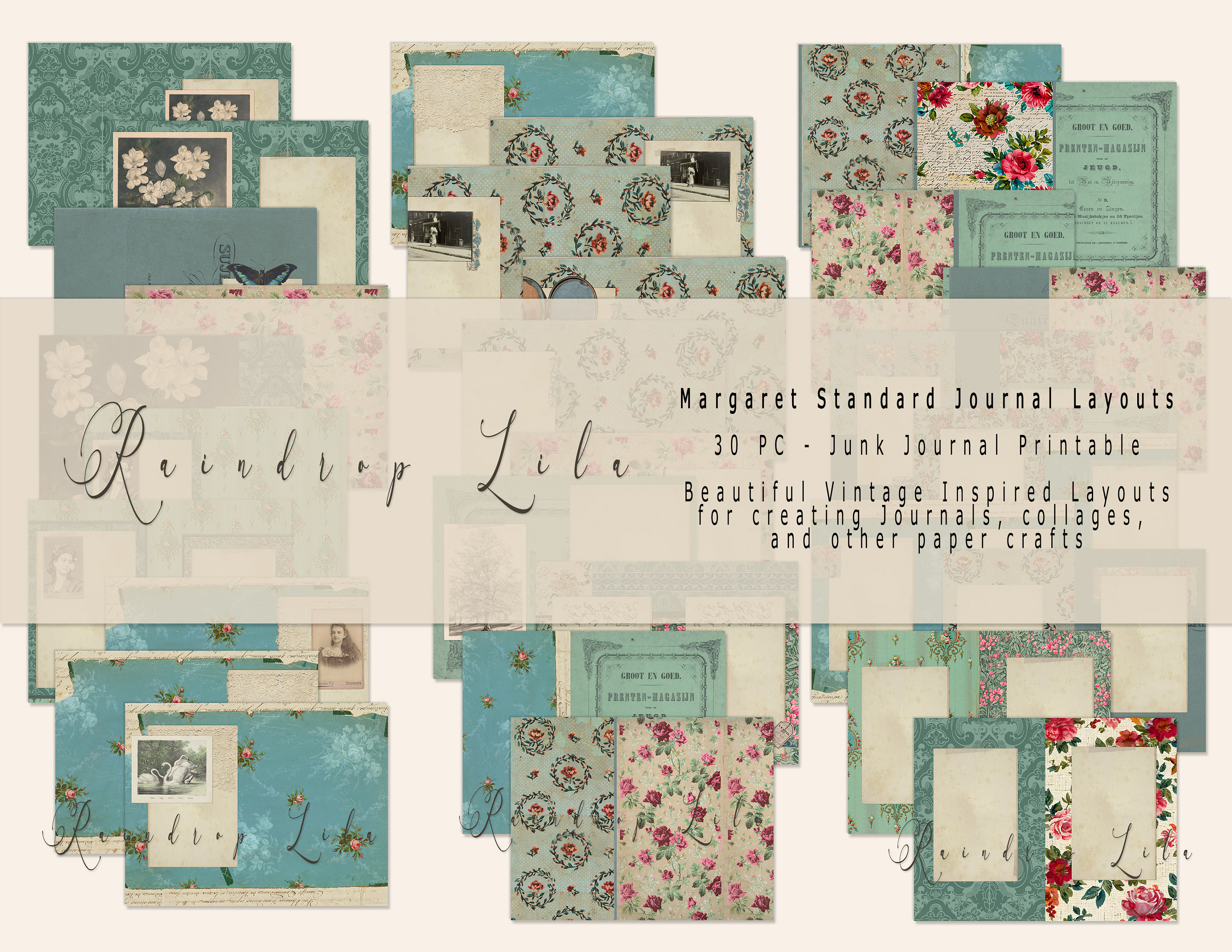 Margaret Standard Journal Layouts- INSTANT DOWNLOAD - Raindrop Lila ...