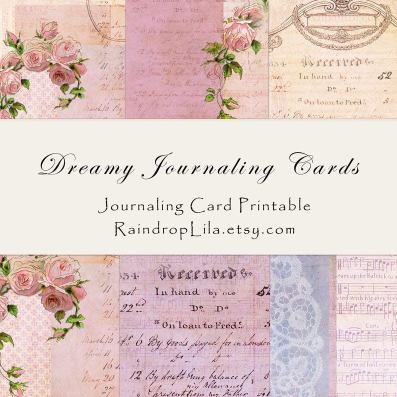 Dreamy Collection Journaling Note Cards for Junk Journal, Raindrop Lila ...