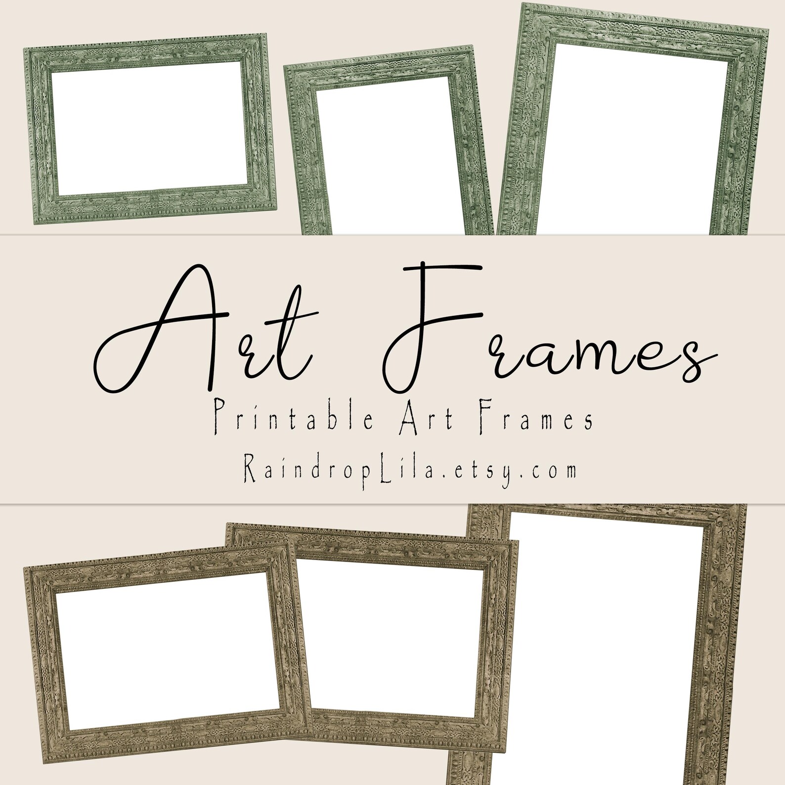 Printable Art Frames, 2 Pc- Junk Journaling Digitals, Raindrop Lila ...