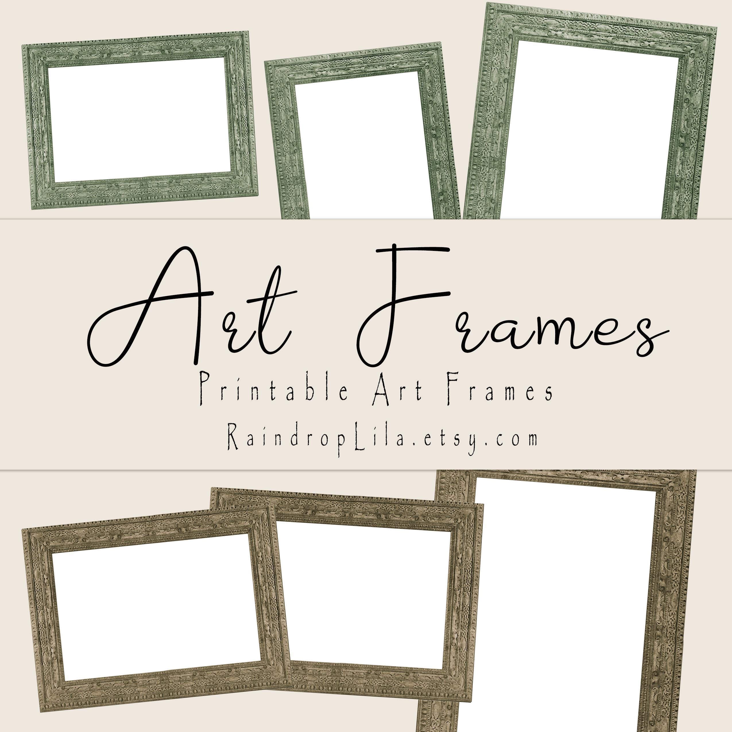 Printable Art Frames, 2 Pc- Junk Journaling Digitals, Raindrop Lila ...