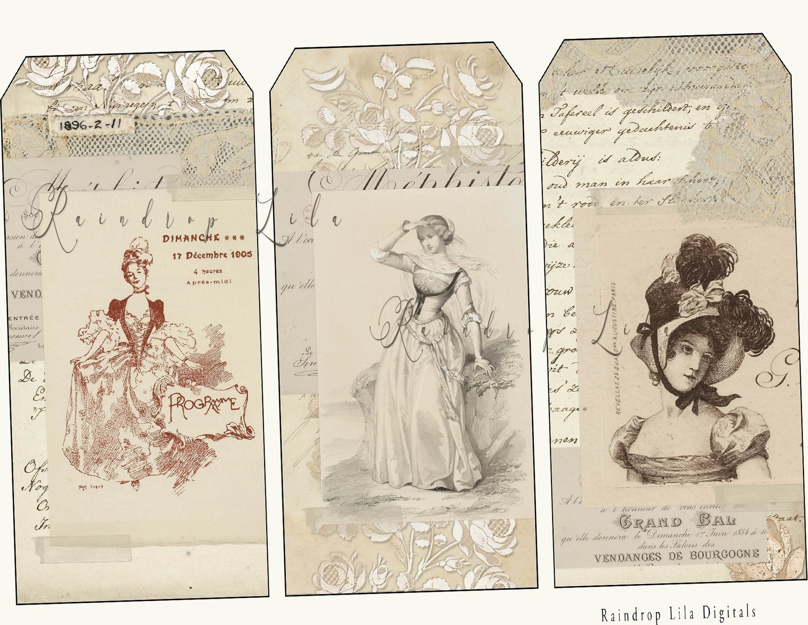 27 Tall TAGS -pretty Neutral Tall Tag Printable - Vintage Journal ...