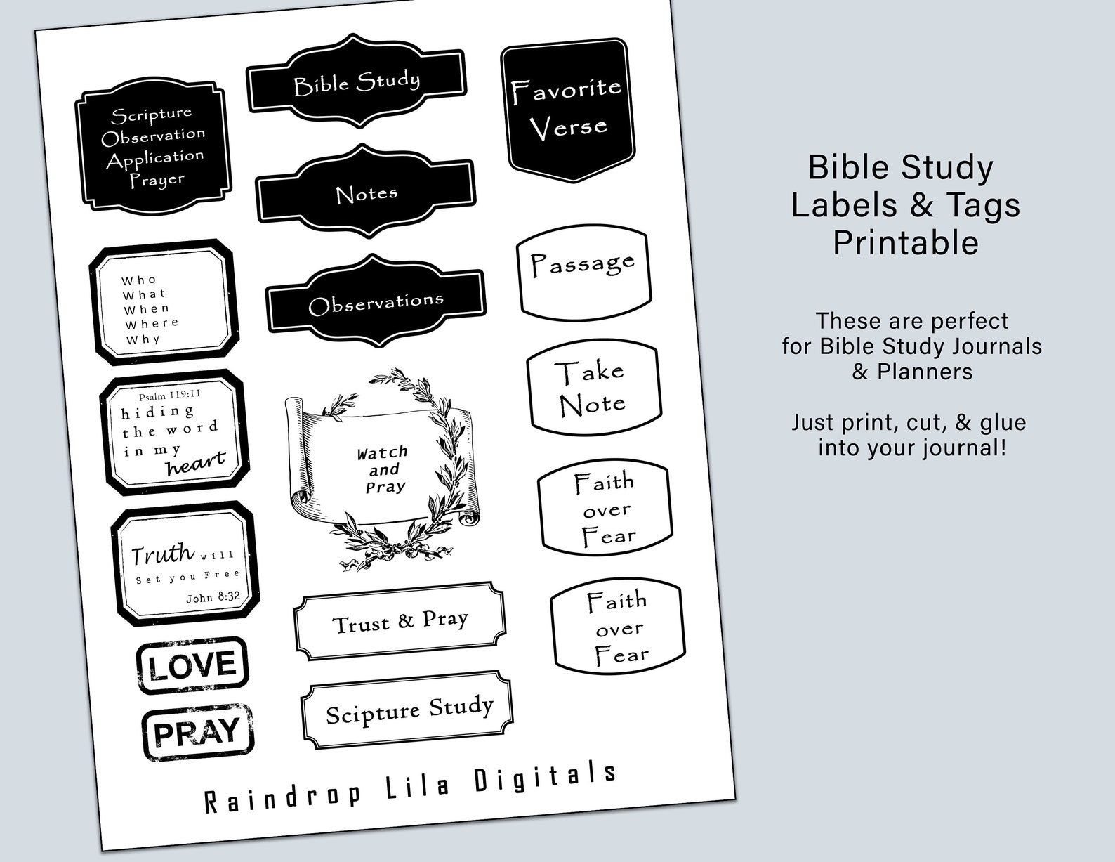 Bible Study Labels & Tags Printable 2 | Etsy