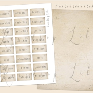 Vintage MINI Flash Card Label Printable Vintage Style Raindrop Lila ...