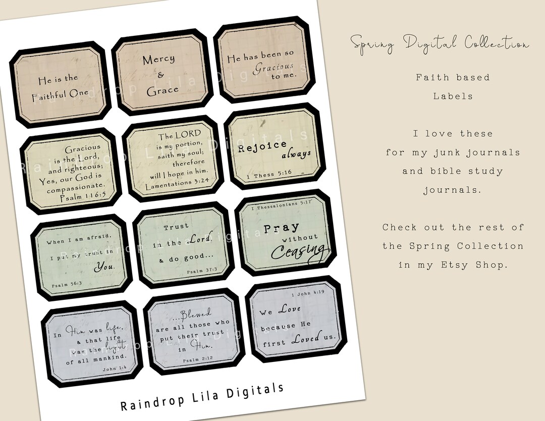 Pastel Faith Based Labels Printable - Instant Download - Bible ...
