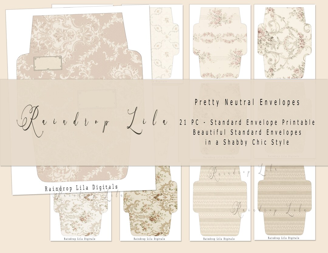 Pretty Neutral Standard Envelopes INSTANT DOWNLOAD - Raindrop Lila ...