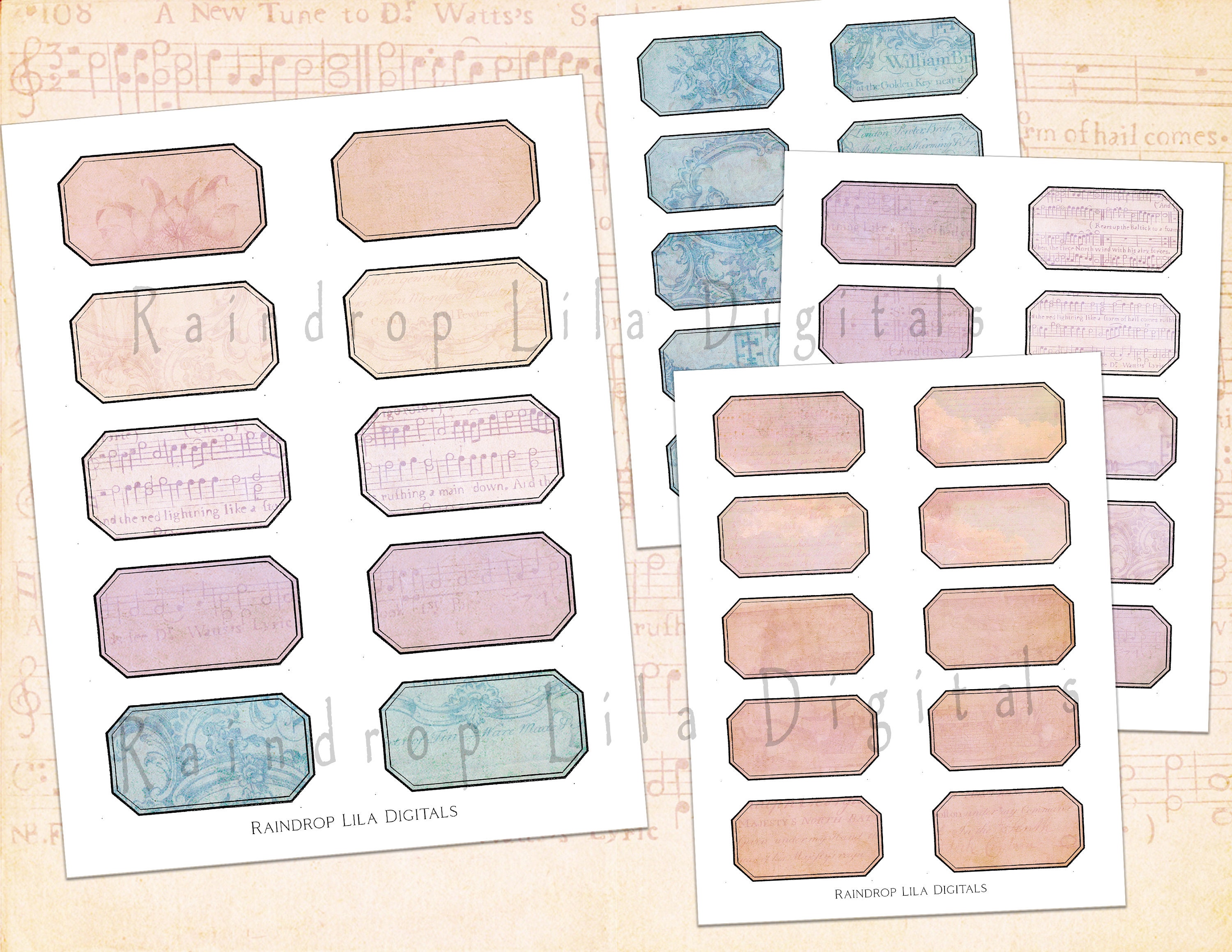 Dreamy Collection Pastel Labels for Journals and Collages | Etsy