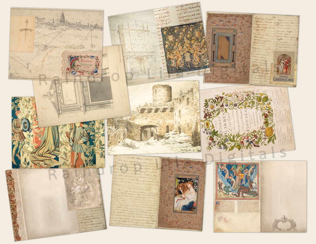 Medieval Layouts -10 PC Digital Medieval Printable - Junk Journal Paper ...