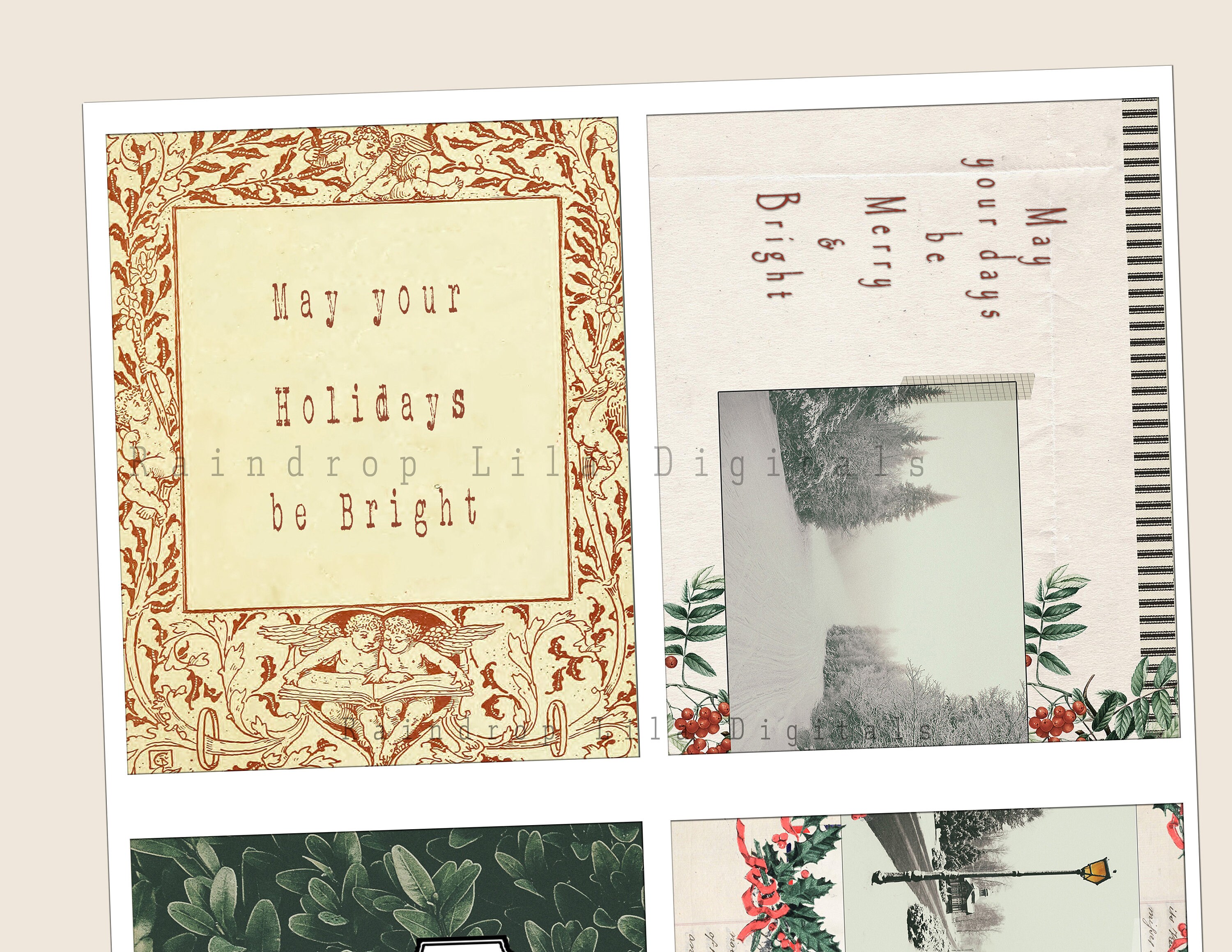 12 Printable Christmas Winter Postcards | Etsy