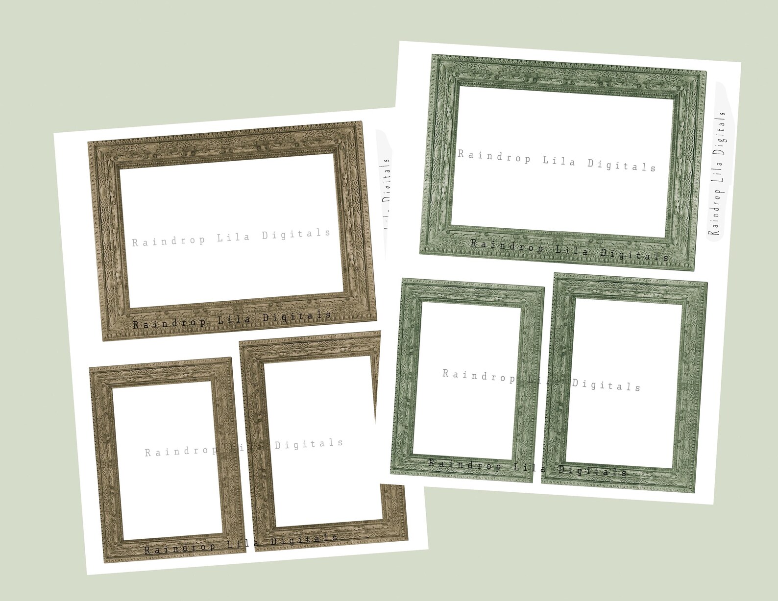 Printable Art Frames, 2 Pc- Junk Journaling Digitals, Raindrop Lila ...