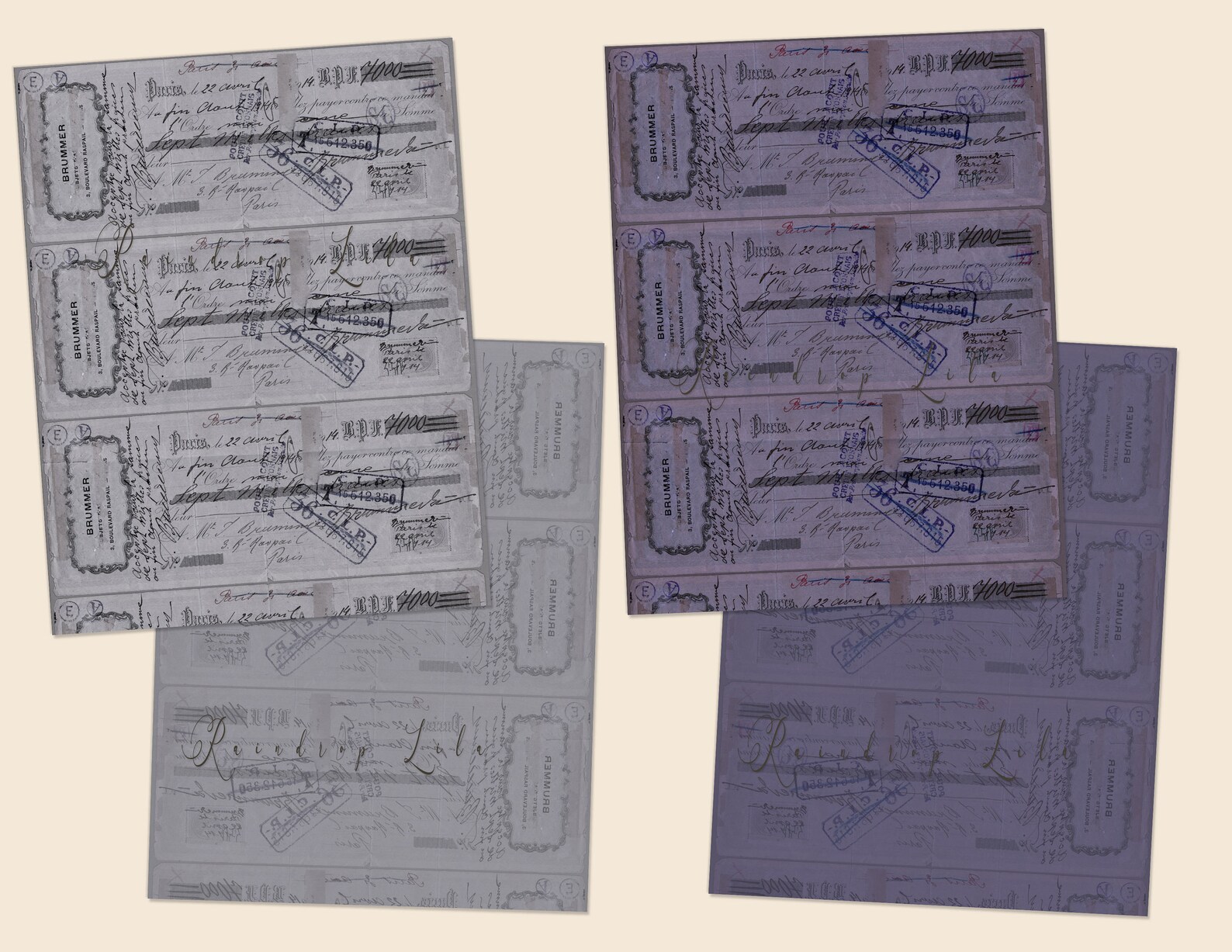 Vintage French Checks 19 Pc Colorful Antique Document - Etsy