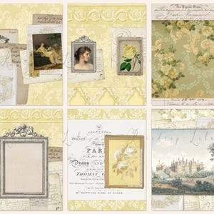 Yellow Roses Tall Layouts Printable, 15 Vintage Junk Journal Layouts ...