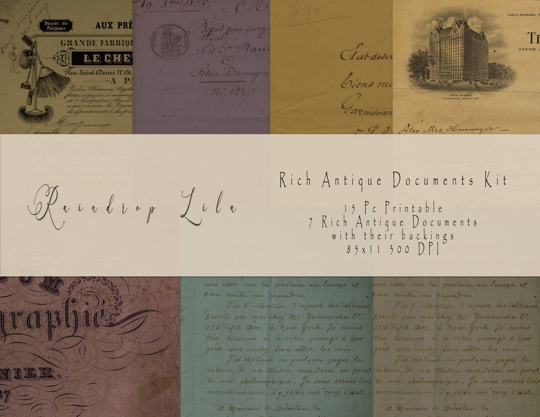 Rich Antique Documents, Jewel Tones R121 Printable - Background Paper ...