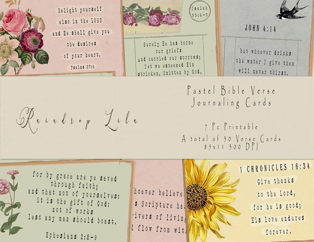 Pastel Bible Verse Cards - Botanical Floral SCRIPTURE JOURNAL PRINTABLE ...