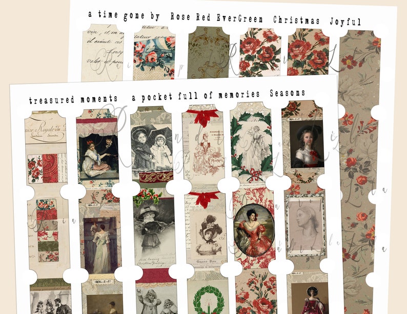 3 PC Ticket Printable- Rosered Evergreen - Vintage Collection ...