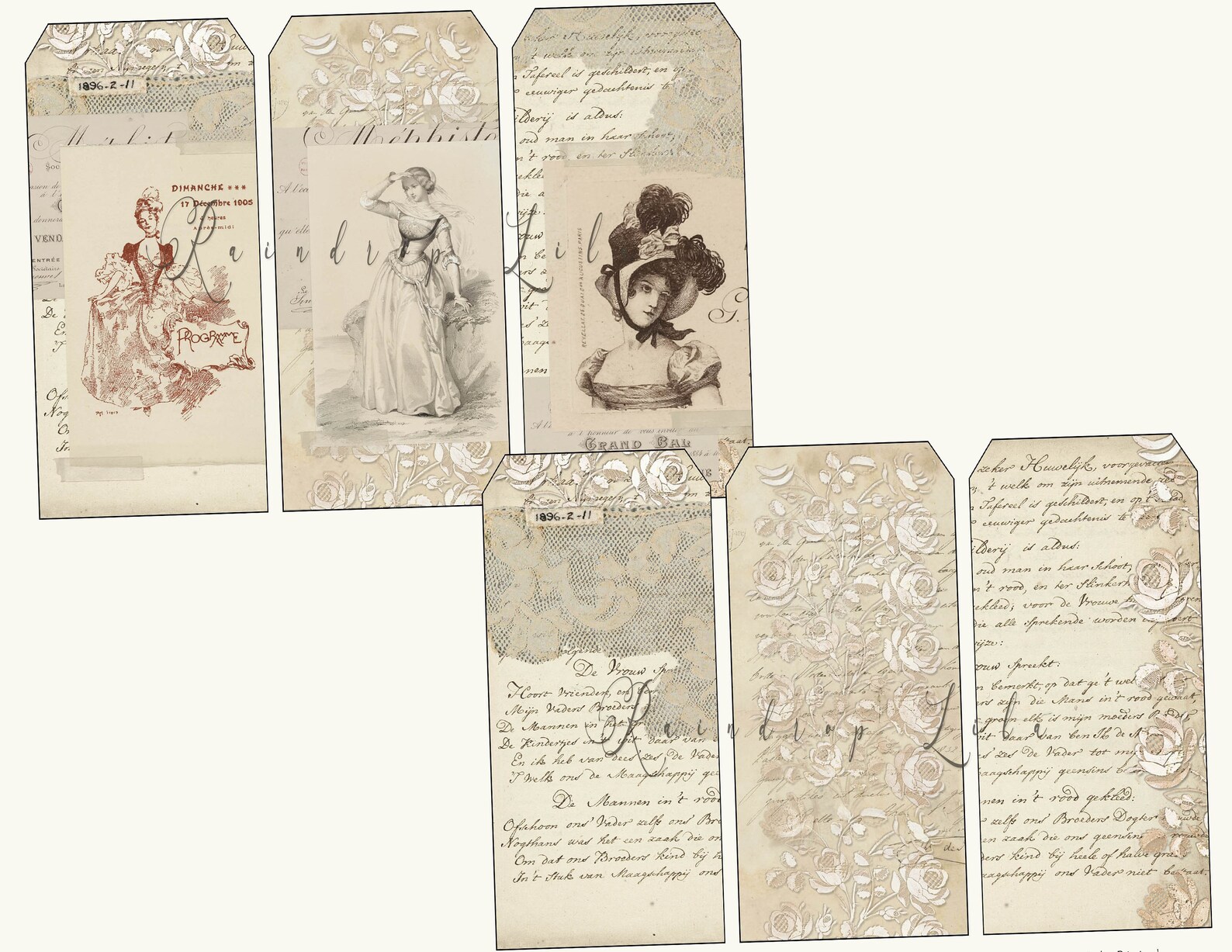 27 Tall TAGS -pretty Neutral Tall Tag Printable - Vintage Journal ...