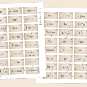 Vintage -MINI- Flash Card Label Printable - Vintage Style - Raindrop ...