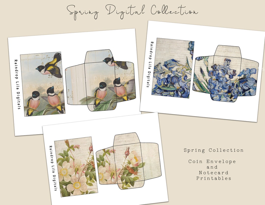 Spring Coin Envelopes & Notecard Printable - Etsy