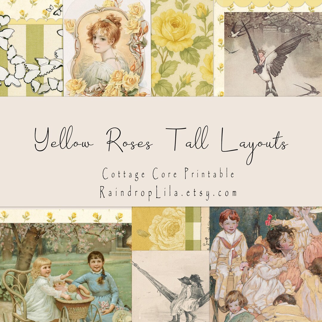 Yellow Roses, Cottage Core Layouts, TALL Printable, Standard Junk ...