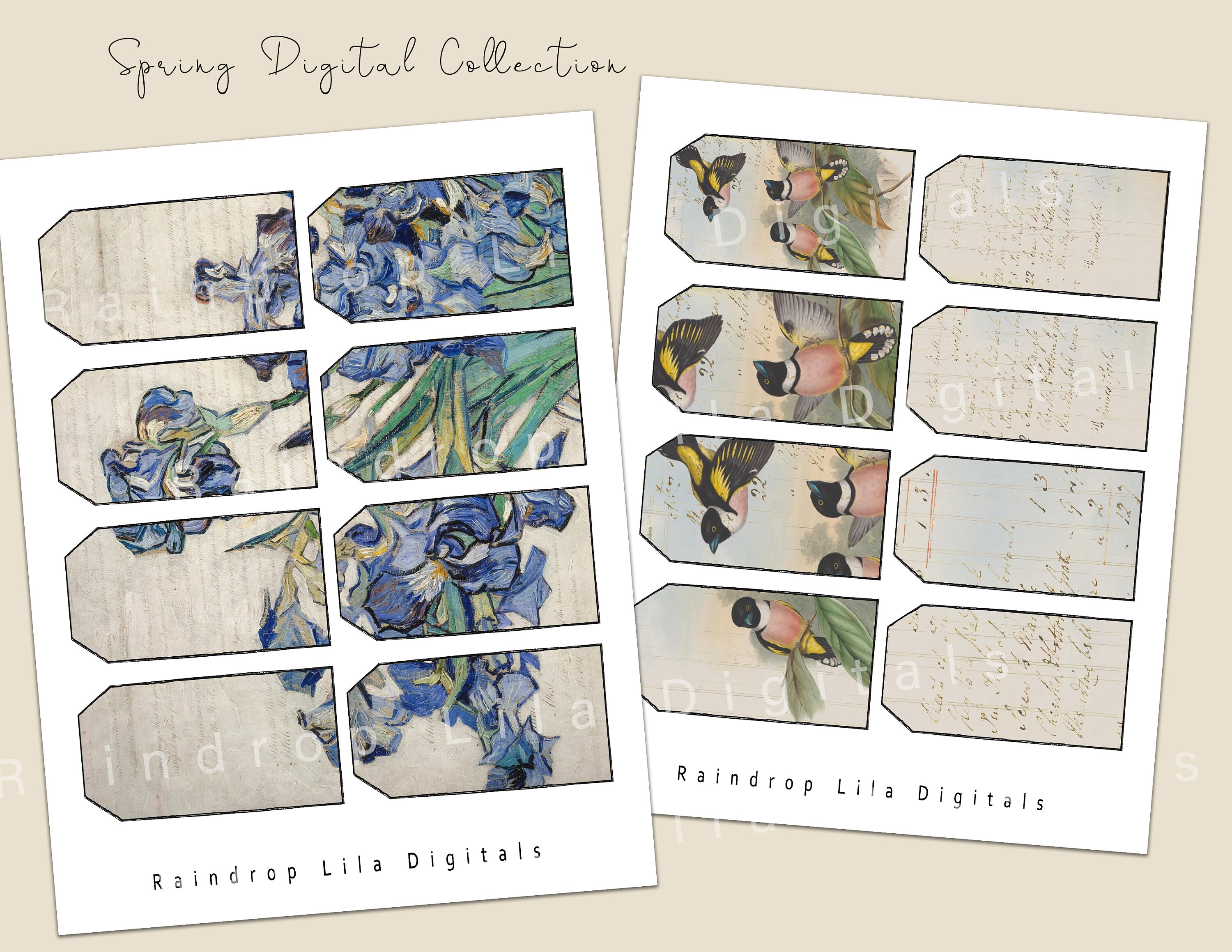 Spring Digital Printable Tags | Etsy