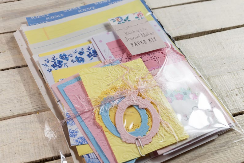 Pastel Pink Paper Kit, Junk Journal Maker Kit, Raindrop Lila Kit ...