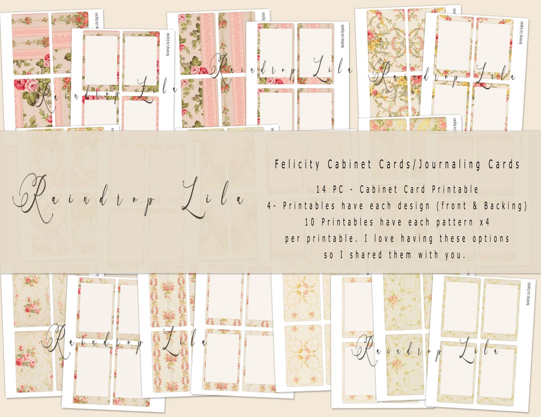 Felicity Cabinet Cards - Journaling Card Printable - Felicity ...