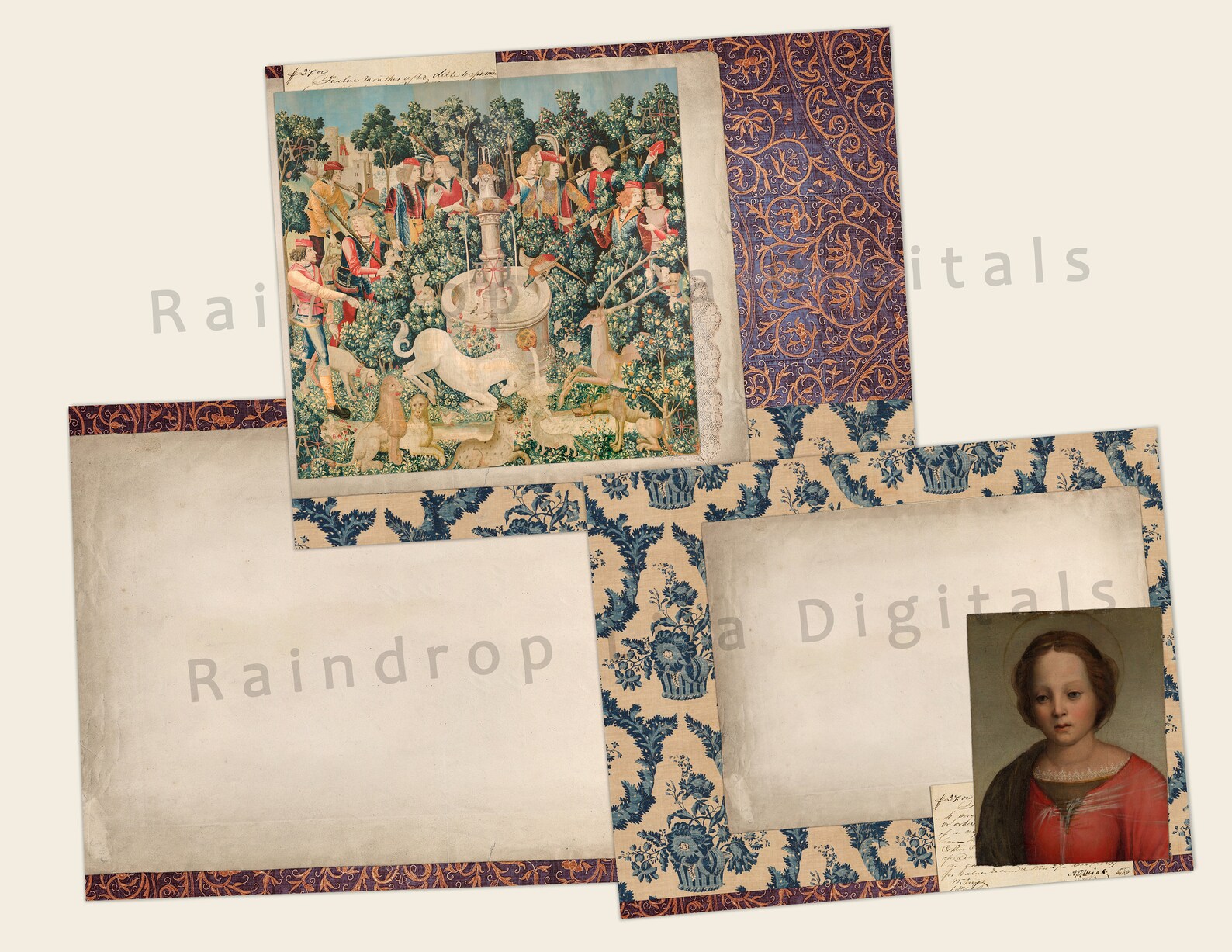 Medieval Layouts -8 PC Digital Medieval Printable - Junk Journal Paper ...
