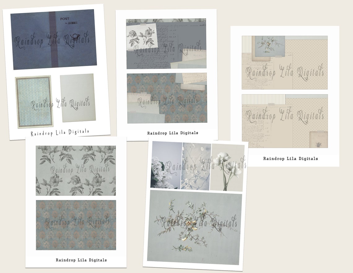 Camille Digital Printable Ephemera Cards Tickets Faux Washi for Junk ...