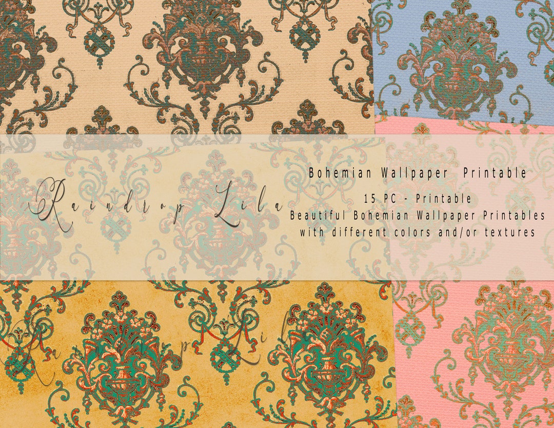 Boho Wallpaper Printable - Bohemian Digital Junk Journaling Kit ...