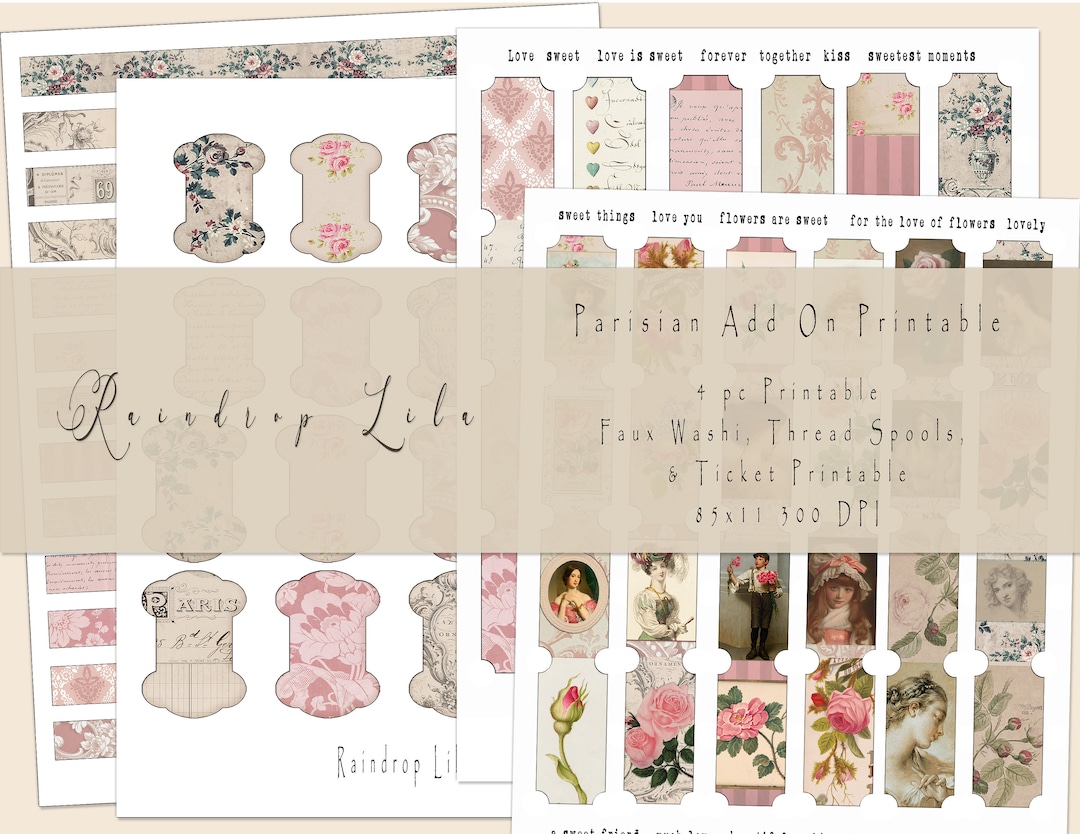 Parisian Add on Kit- Washi, Paper Spools, Tickets - RAINDROP LILA ...