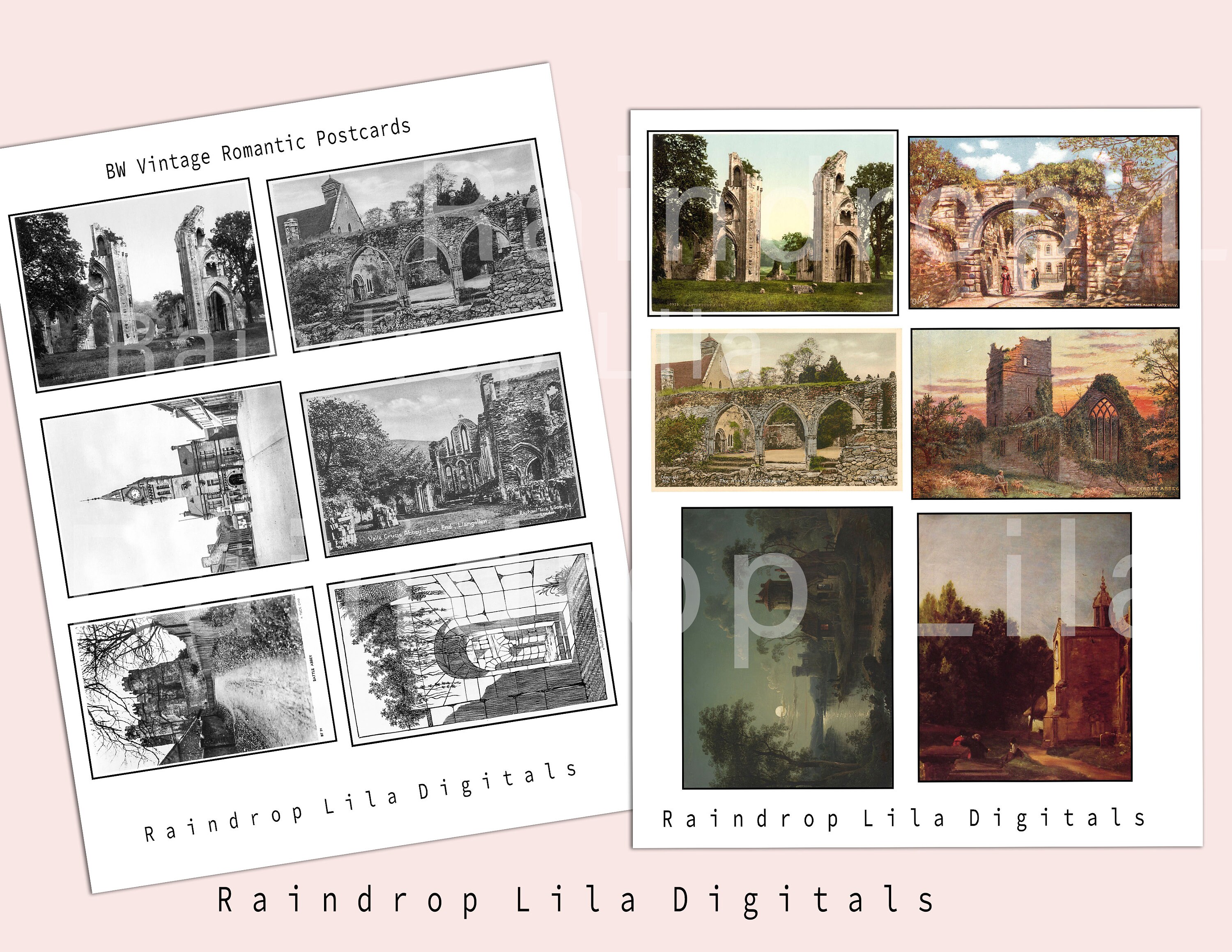 Romantic Vintage Postcard Digital Ephemera - Etsy