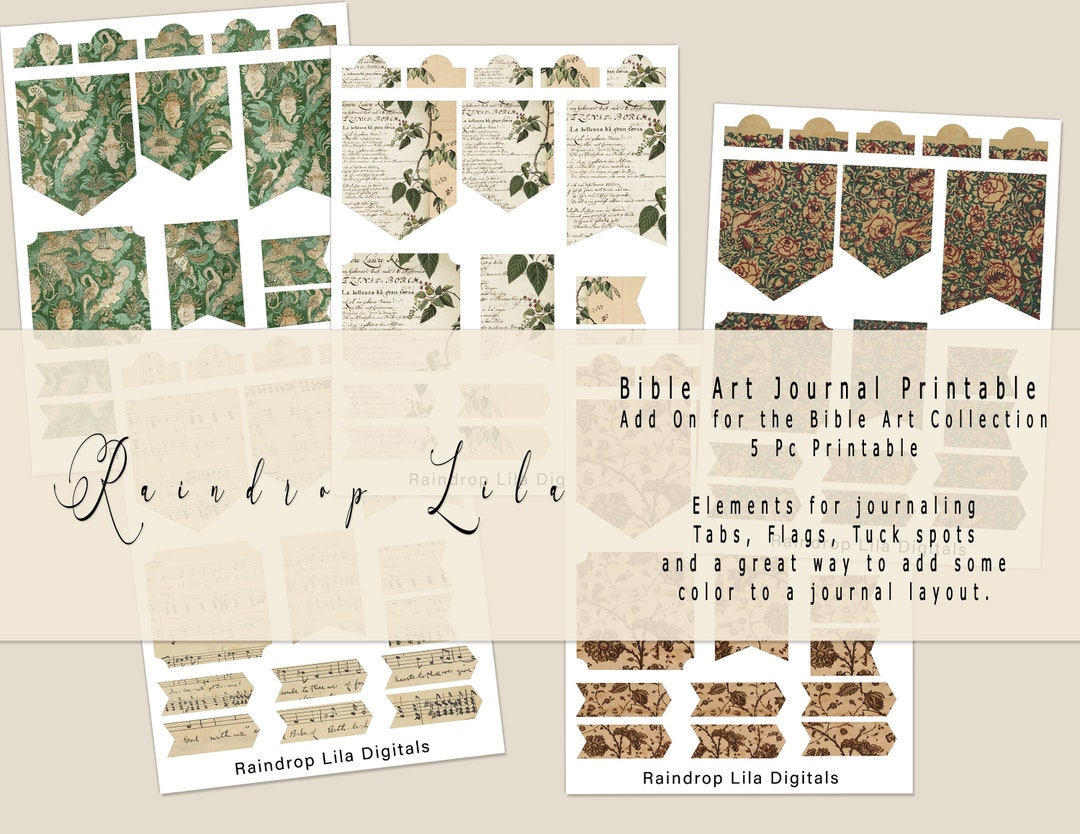 Printable Art Add On- 5 Pc-printable-elements, Tabs, Tuck Spots- Junk ...