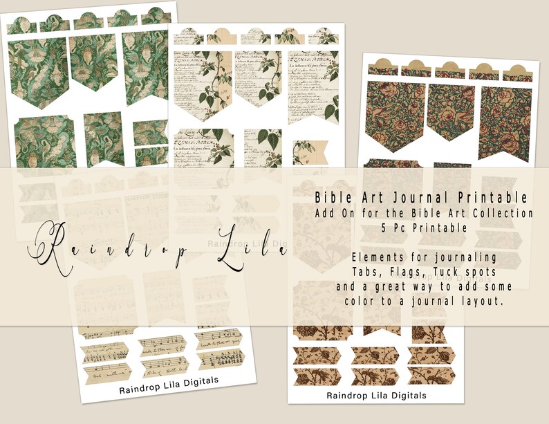 Printable Art Add On 5 Pc-printable-elements Tabs Tuck - Etsy