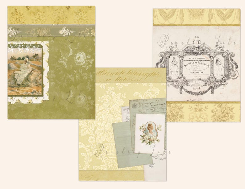 Yellow Roses Tall Layouts Printable, 15 Vintage Junk Journal Layouts ...