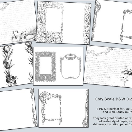 BW Grayscale Junk Journal Kit - Etsy