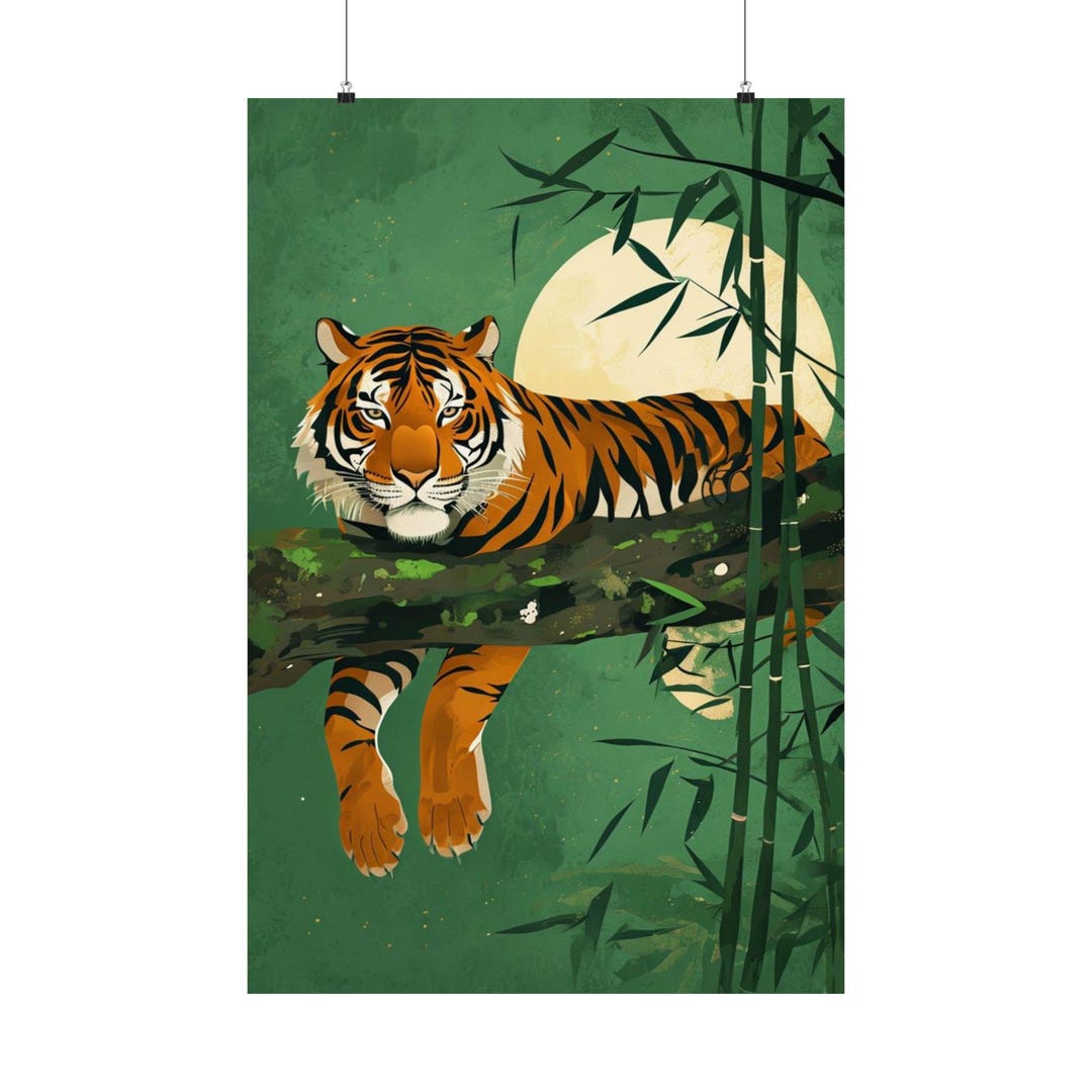 Vertical Tiger Rainforest Poster, Wildlife Art Print, Jungle Animal ...