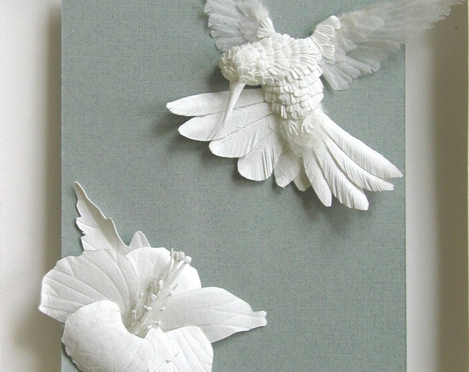 A Hummer and a Flower ----- Framed Custom PAPER SCULPTURE - Etsy