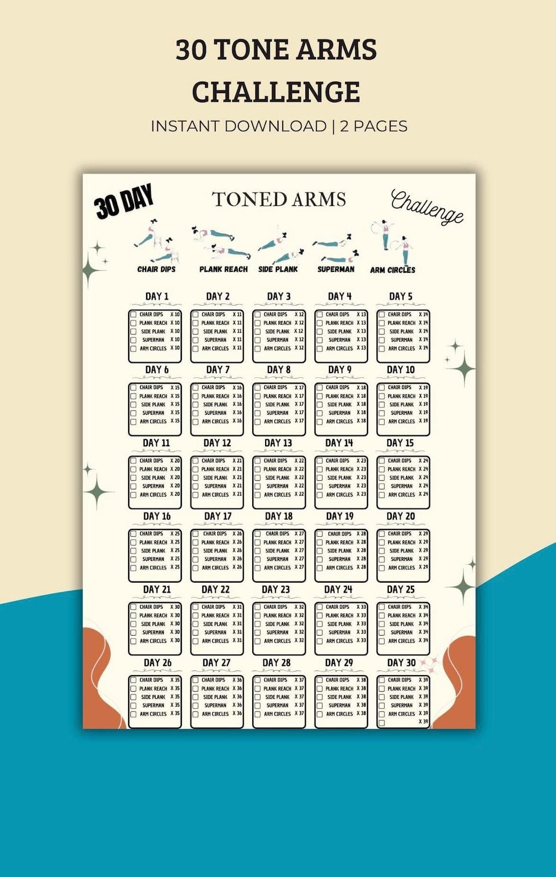 30 Day Arms Workout Challenge, Tone Arms Exercise, Slim Arms Exercise ...