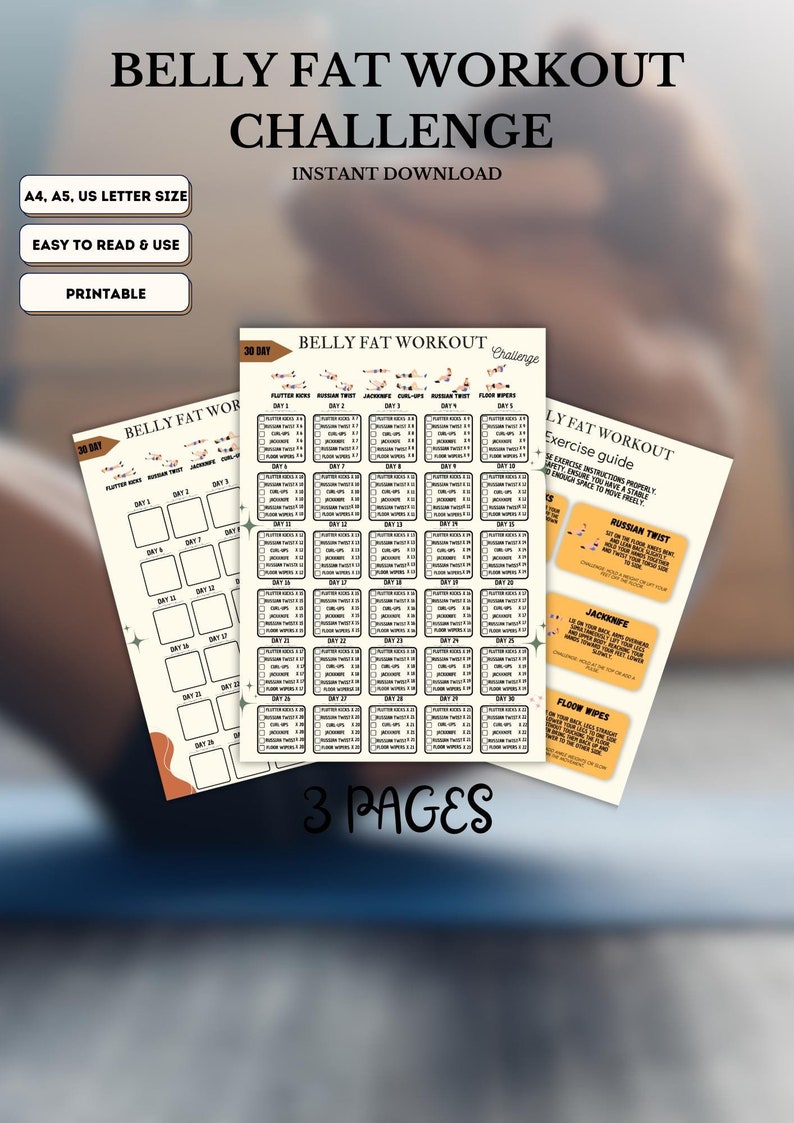 30 Day Belly Fat Workout Challenge | Abs Workout Plan & Fat Burning ...