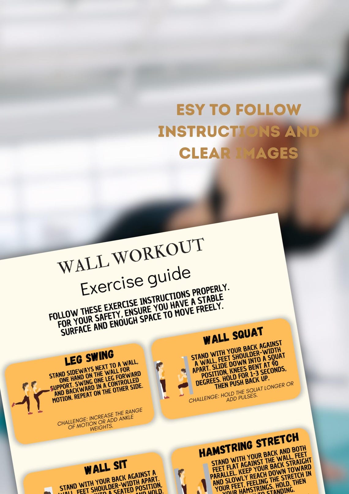 30 Day Wall Workout Challenge Printable | Wall Fitness | Quick Workout ...
