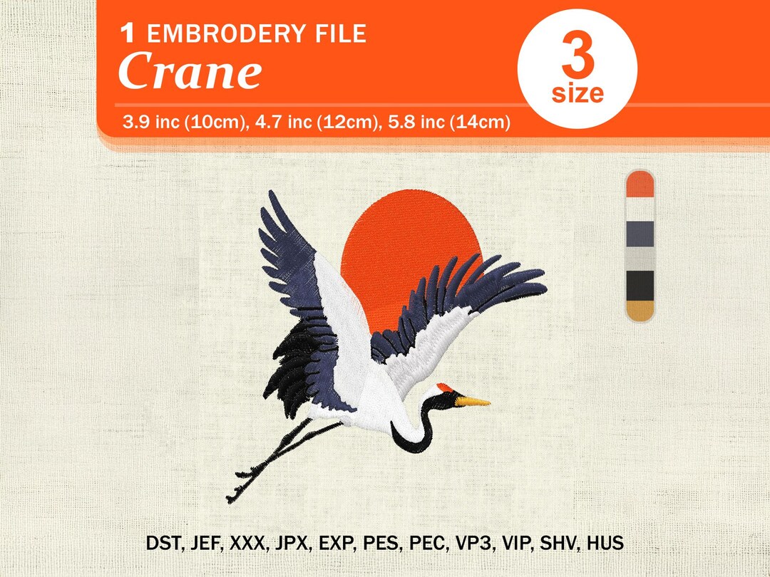 Crane Digital Embroidery Design File - Etsy