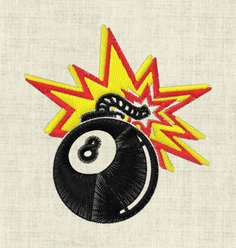 8 Ball Boom Embroidery Design: Cartoon Bomb Stitching (digital Download ...