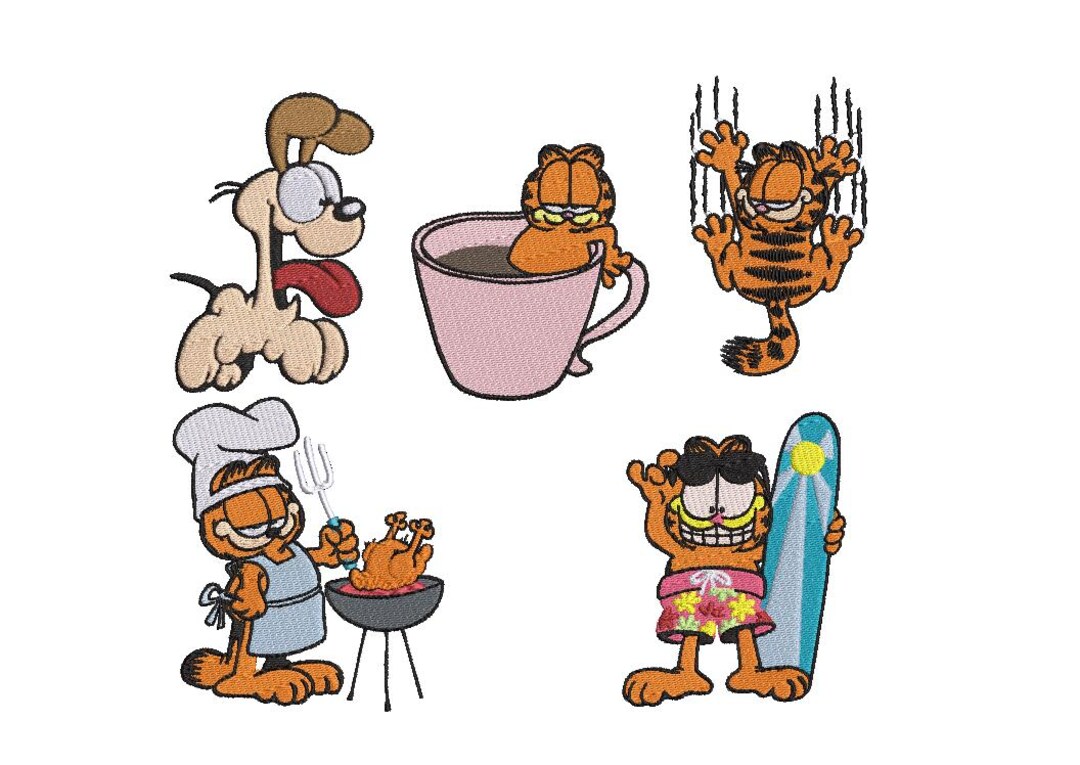 Garfield Odie SET Digital Embroidery Design SALE Instant Download - Etsy